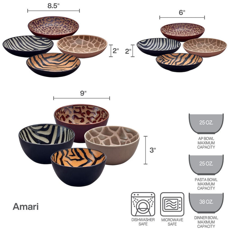 Amari 12 Piece Dinnerware Bowl Set, Service for 4