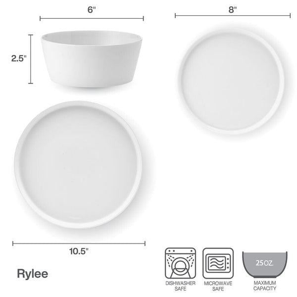 Rylee 12 Piece Dinnerware Set, Service for 4