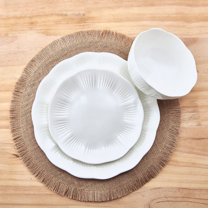 Flora Scalloped 12 Piece Dinnerware Set, Service for 4