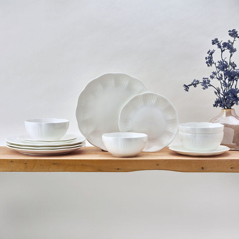 Flora Scalloped 12 Piece Dinnerware Set, Service for 4