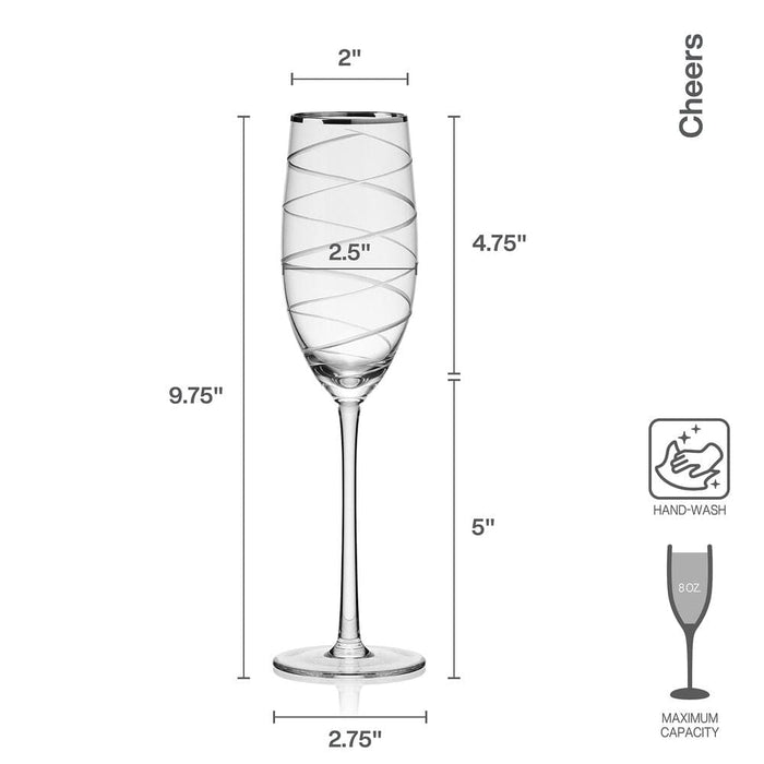 Cheers® Set of 4 Platinum Banded Flutes