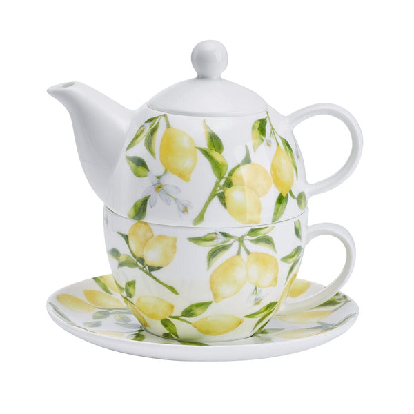Lemons Teacup and Tea Server Set for One