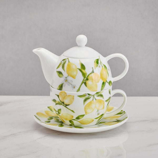 Lemons Teacup and Tea Server Set for One