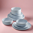 Madison 12 Piece Misty Blue Dinnerware Set, Service for 4
