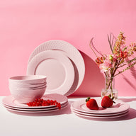 Trellis Pink 12 Piece Dinnerware Set, Service for 4