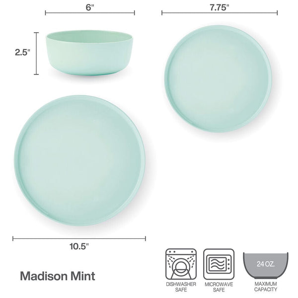 Madison Mint 12 Piece Dinnerware Set, Service for 4