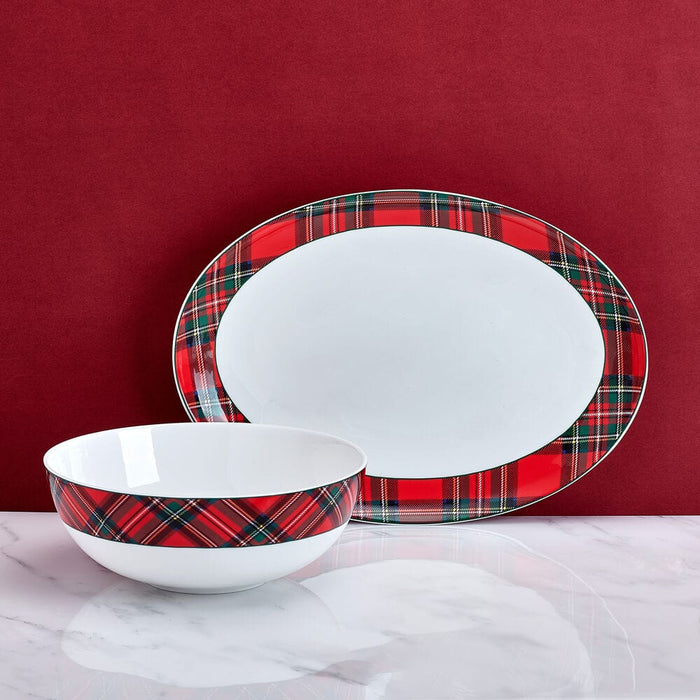 Tartan Red Oval Platter