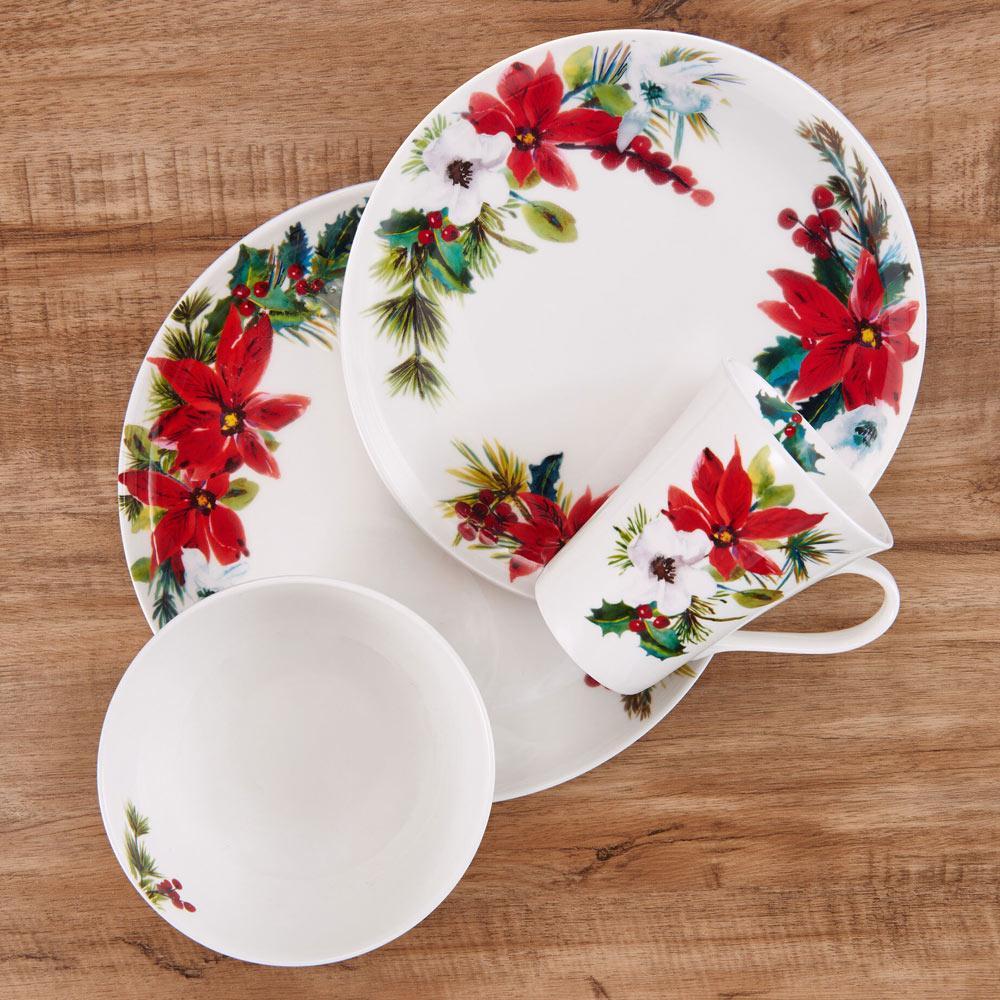 Hope Joy Poinsettia 16 Piece Dinnerware Set, Service for 4 – Mikasa