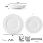 Lucerne White 12 Piece Dinnerware Pasta Bowl Set, Service for 4
