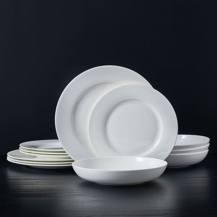 Lucerne White 12 Piece Dinnerware Pasta Bowl Set, Service for 4