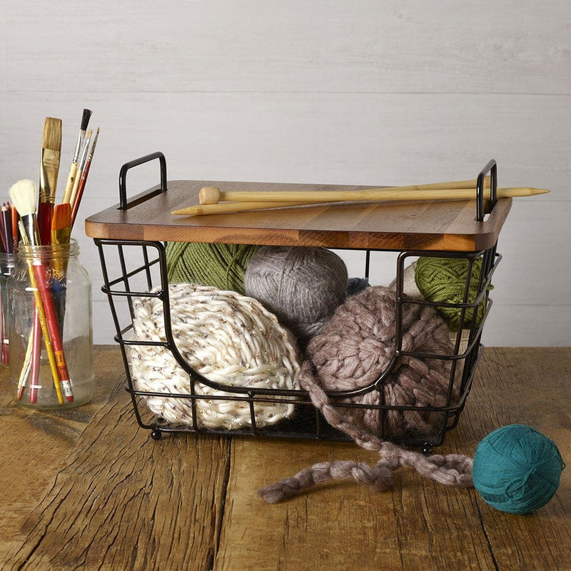 Madam Stacking And Nesting Basket with Acacia Lid
