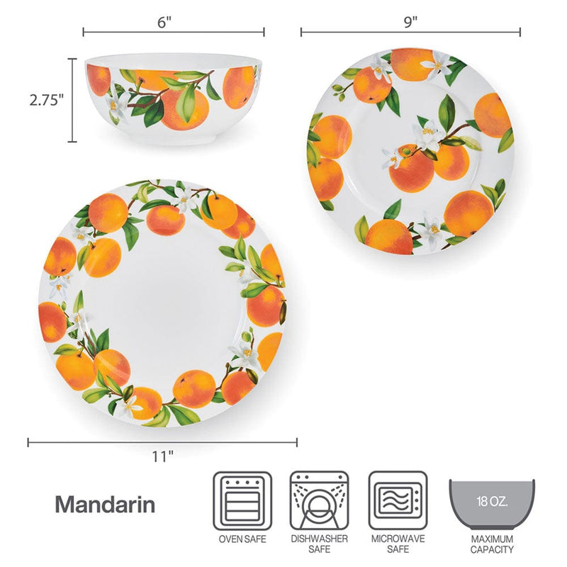 Mandarin 12 Piece Dinnerware Set, Service for 4