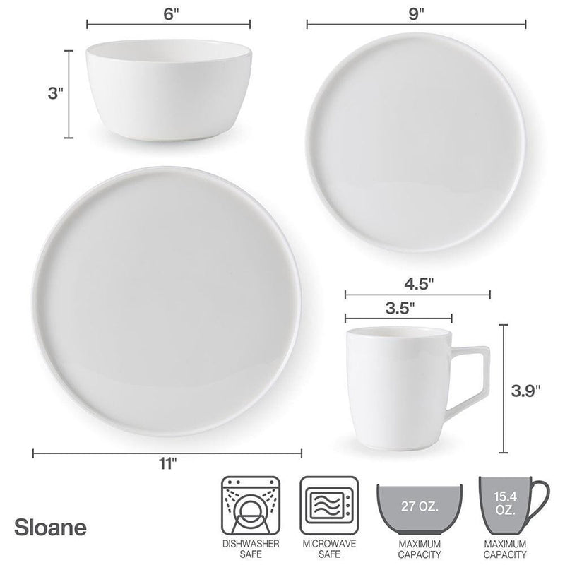 Sloane 16 Piece Dinnerware Set, Service for 4