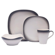 Swirl Ombre Graphite Square 16 Piece Dinnerware Set, Service for 4